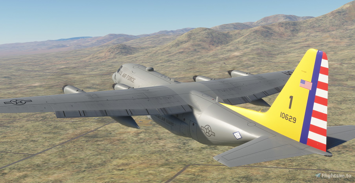 Captain Sim C130H US Air Guard Arkansas ANG Yellow Tail 81-0629 for Microsoft Flight Simulator ...