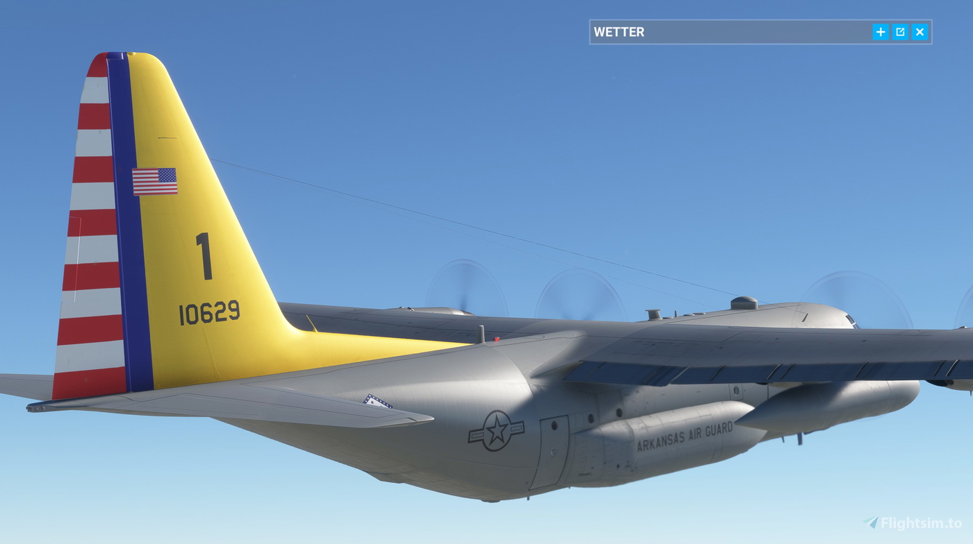 Captain Sim C130H US Air Guard Arkansas ANG Yellow Tail 81-0629 for Microsoft Flight Simulator ...