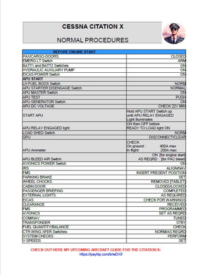 Cessna Citation X - Normal Procedures for Microsoft Flight Simulator | MSFS