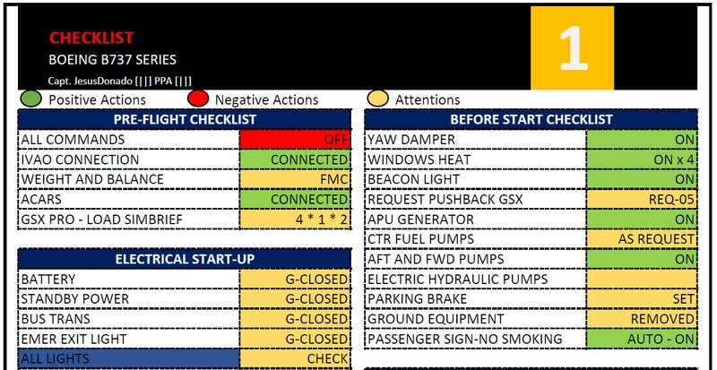 Checklists for PMDG Boeing 737-800 on Microsoft Flight Simulator