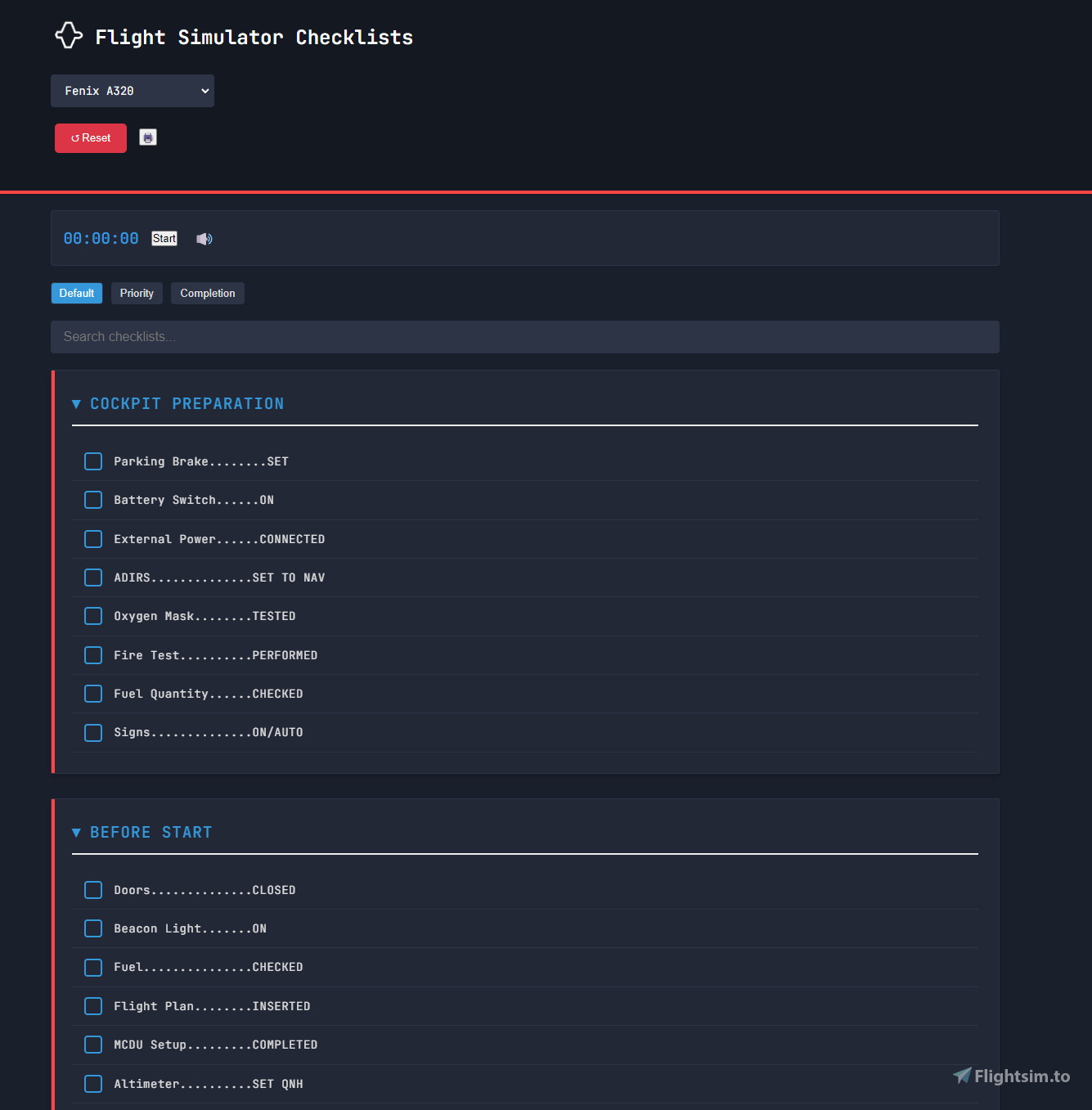 Checklisty for Microsoft Flight Simulator | MSFS