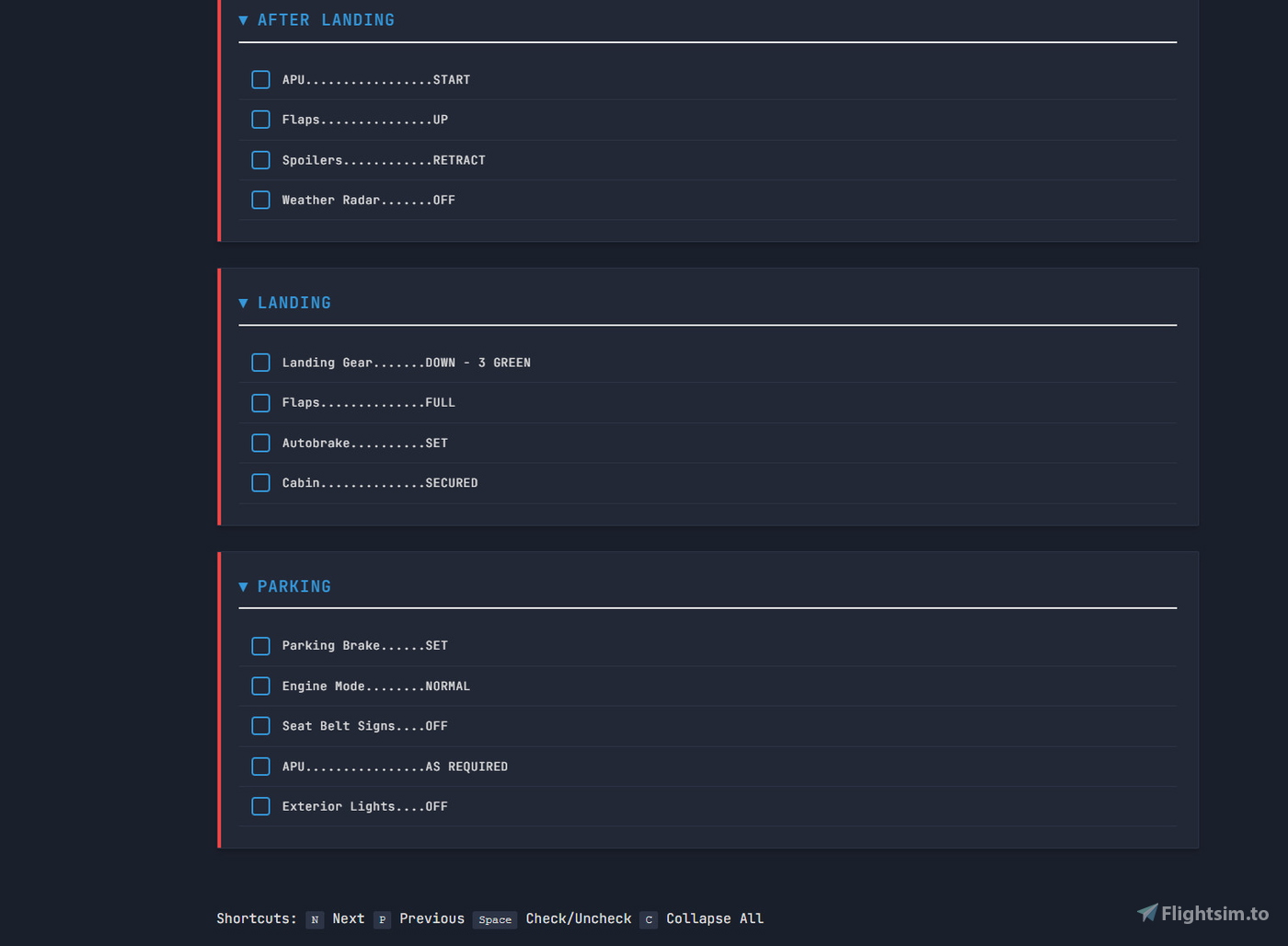 Checklisty for Microsoft Flight Simulator | MSFS