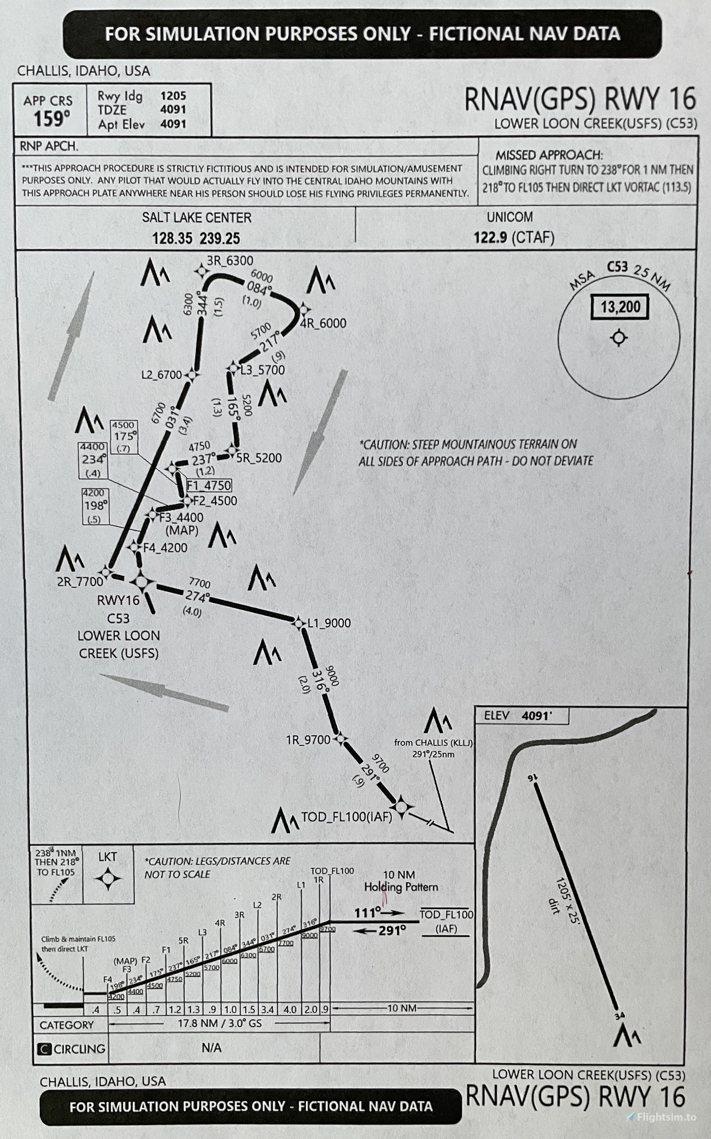 Crazy RNAV approach into the central Idaho mountains...C53 Lower Loon ...
