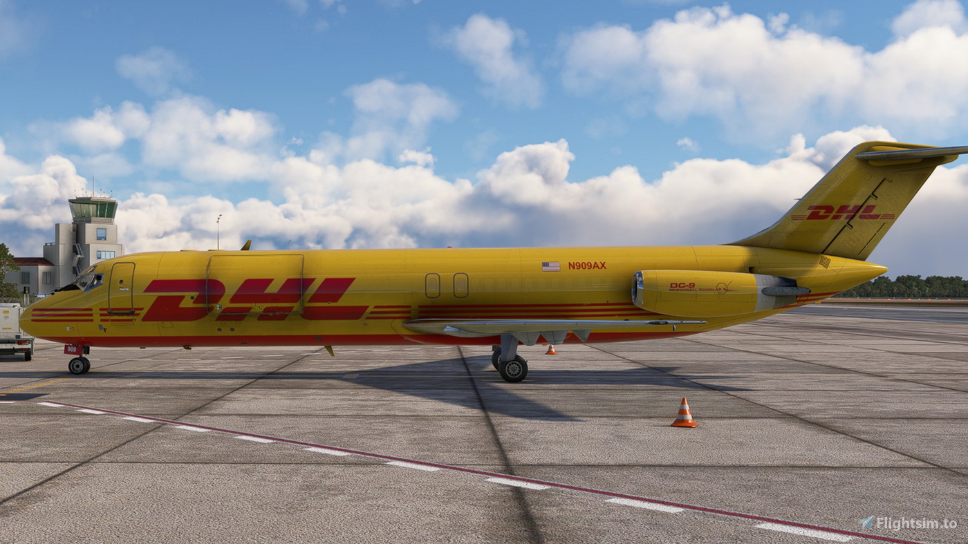 DC-9-30F Cargo DHL N909AX Skysimulations DIRTY pour Microsoft Flight Simulator | MSFS
