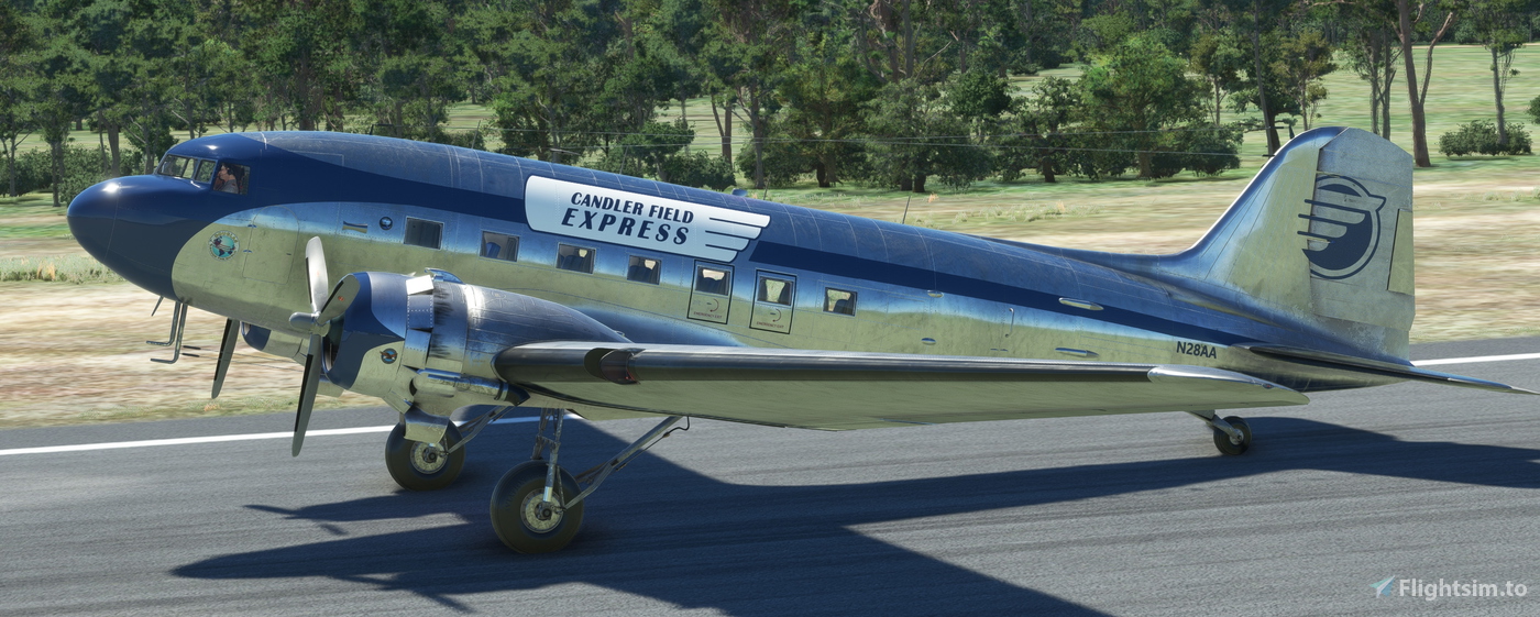 DC3 livery Candler Field Express N28AA request for Microsoft Flight Simulator | MSFS