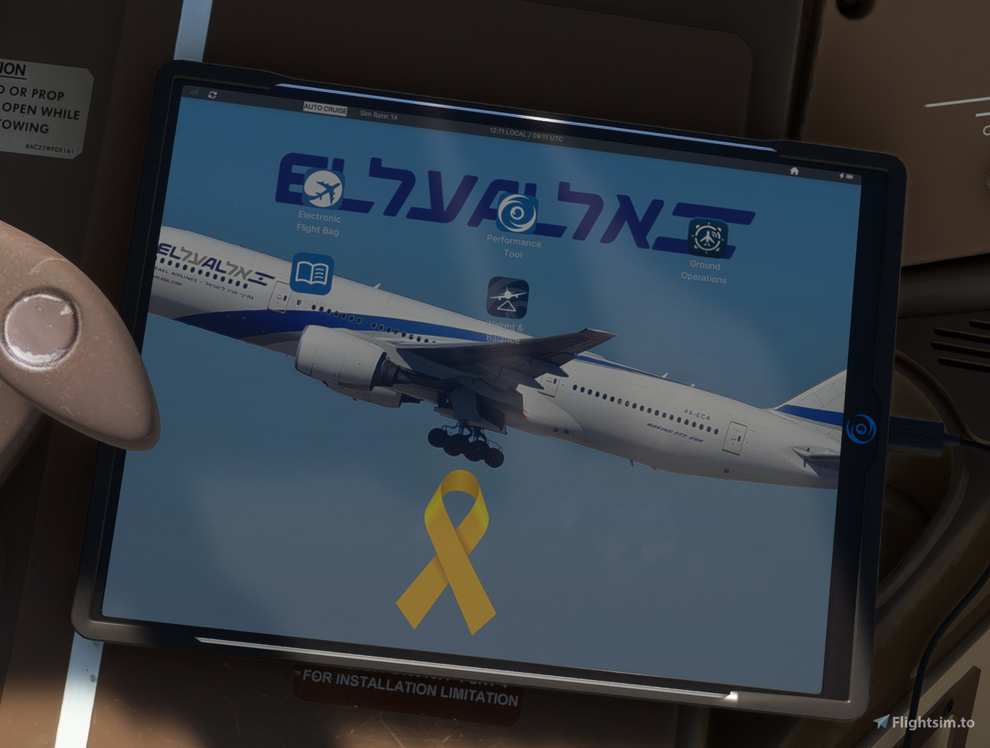 EFB Wallpaper B777 El Al for Microsoft Flight Simulator | MSFS