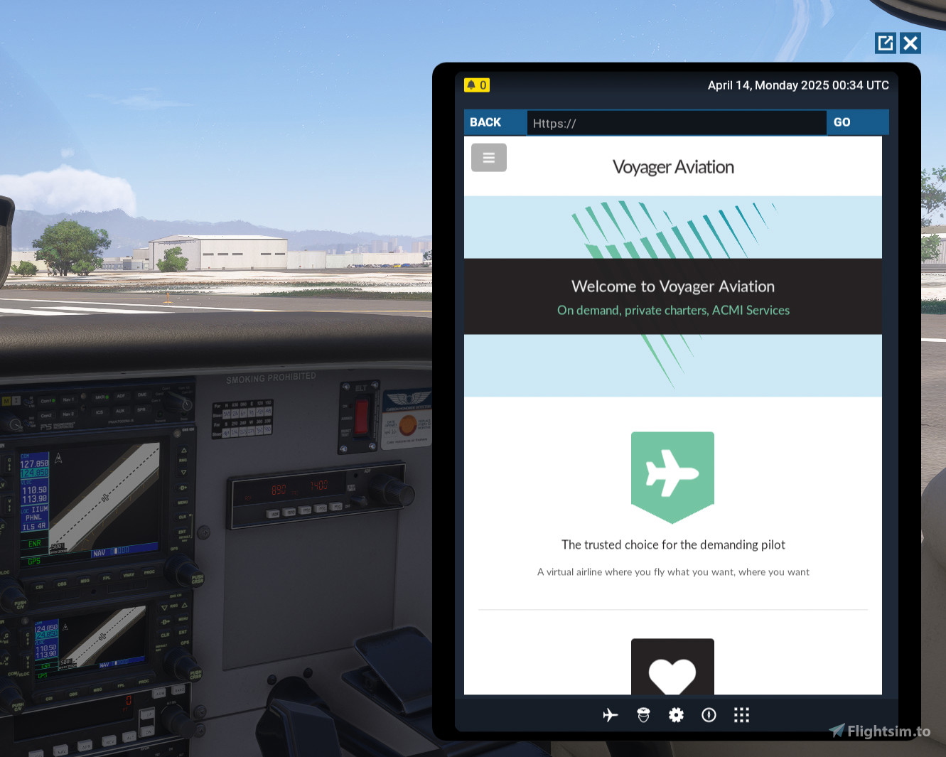 EFB web browser mod for Microsoft Flight Simulator | MSFS
