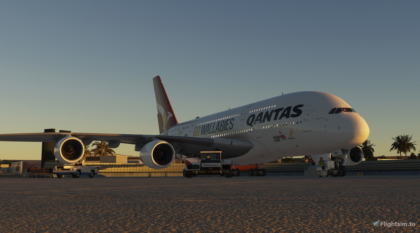 FBW A380 | Qantas "Go Wallabies" VH-OQH | 8K pour Microsoft Flight Simulator | MSFS