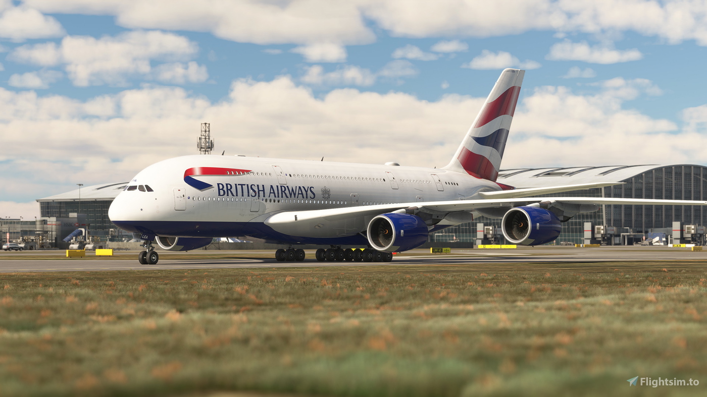 FBW A380 British Airways G-XLEA 8K & 4K for Microsoft Flight Simulator | MSFS