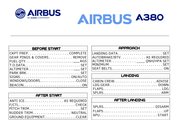 Threads - FBW A380 Checklist für Microsoft Flight Simulator | MSFS