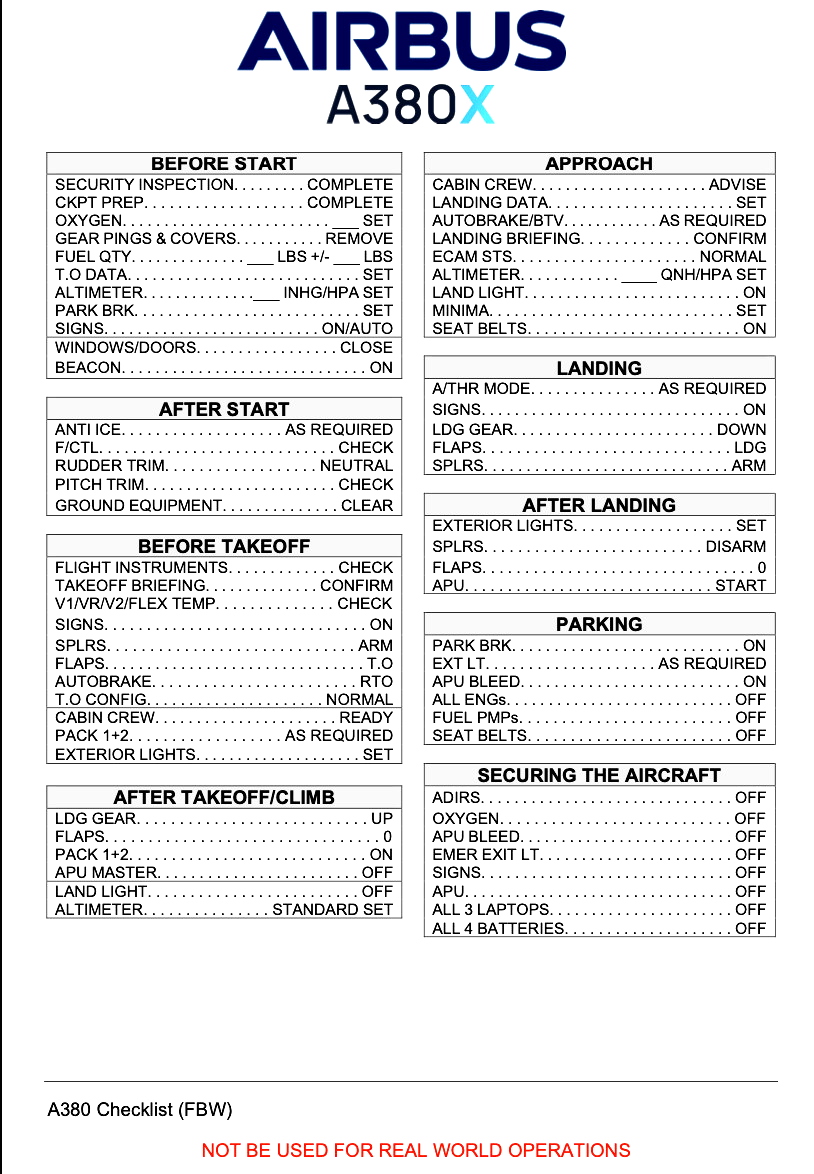 Threads - FBW A380X Checklist Condensed for Microsoft Flight Simulator ...