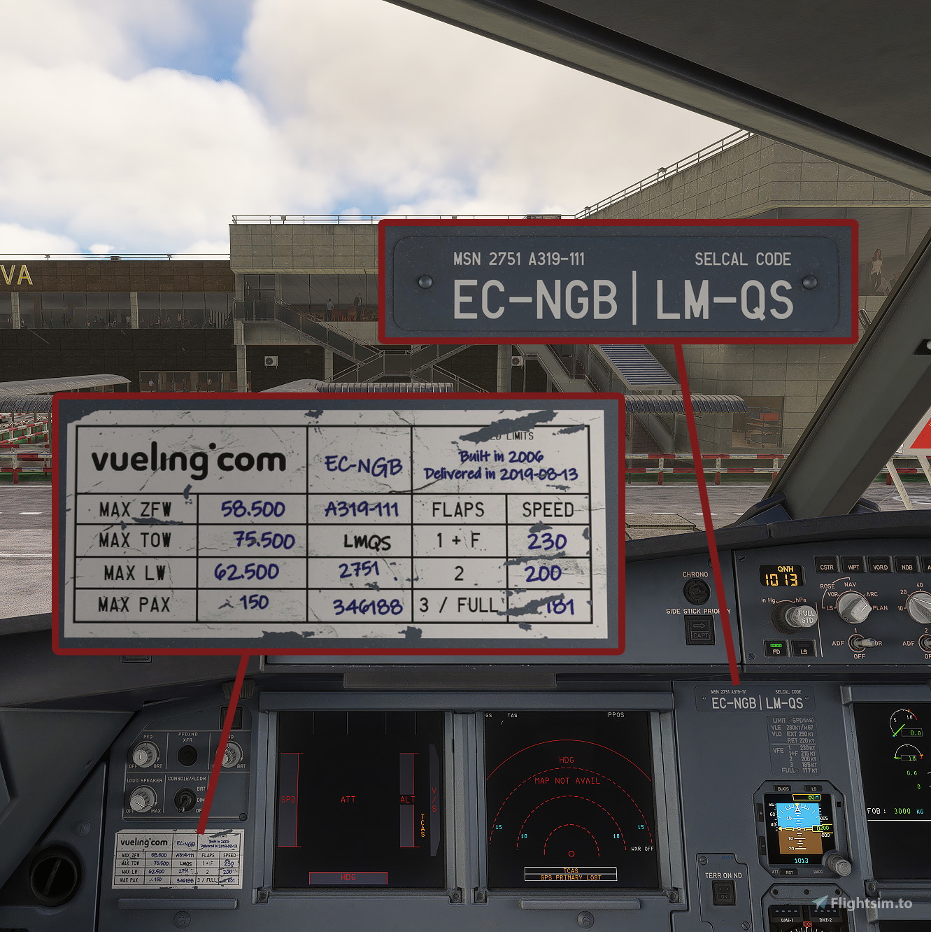 Fenix A319 WL | Vueling 'Standard' EC-NGB | 8k + Cockpit Decals + Cabin ...