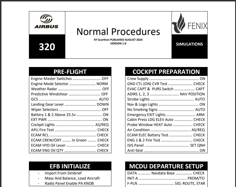 Fenix A320 Normal Procedures for Microsoft Flight Simulator | MSFS