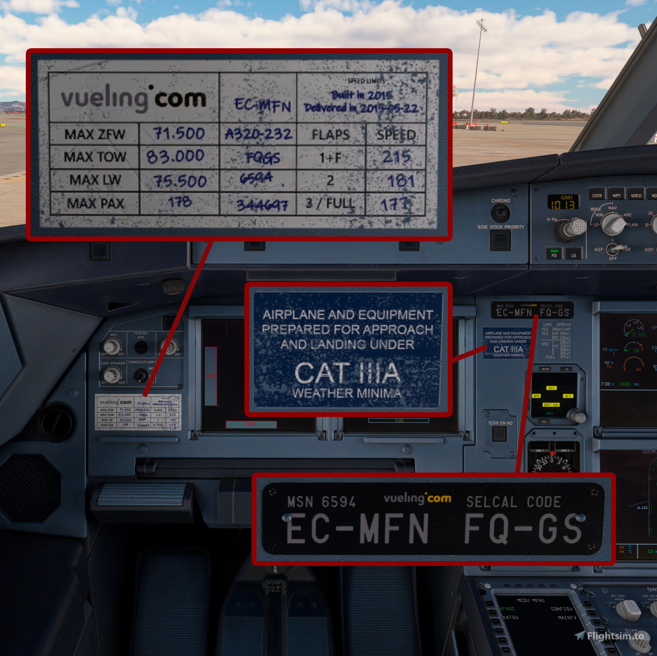 Fenix A320 IAE Sharklets | Vueling EC-MFN| 4k + Cockpit Decals + Cabin ...