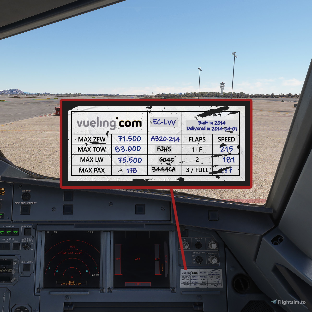 Fenix A320 SL | Vueling 'Standard' EC-MAI | 8k + Cockpit Decals + Cabin ...