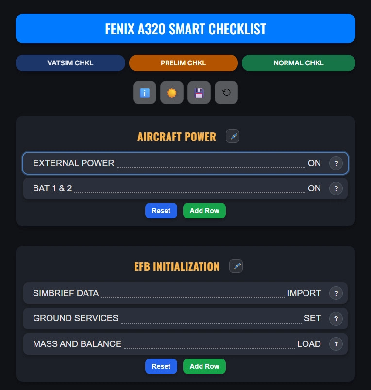 Checklists for Fenix Simulations A320 on Microsoft Flight Simulator