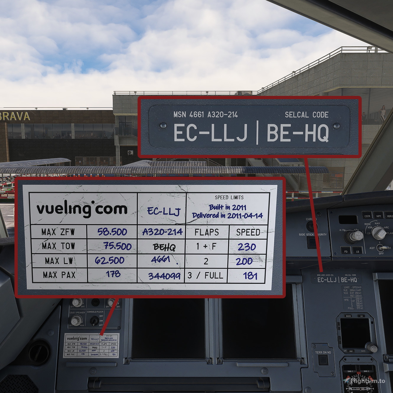 Fenix A320 WL | Vueling 'Standard' EC-LLJ | 8k + Cockpit Decals + Cabin ...