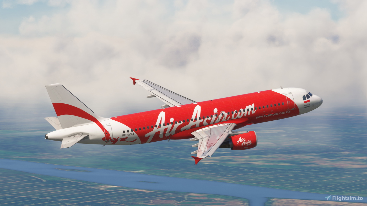 Fenix Airbus A320 Indonesia AirAsia old | Cabin Textures | 4K para Microsoft Flight Simulator | MSFS