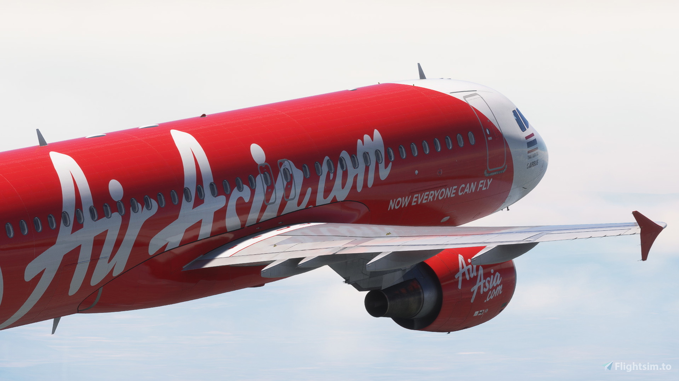 Fenix Airbus A320 Thai AirAsia old | Cabin Textures | 4K voor Microsoft Flight Simulator | MSFS