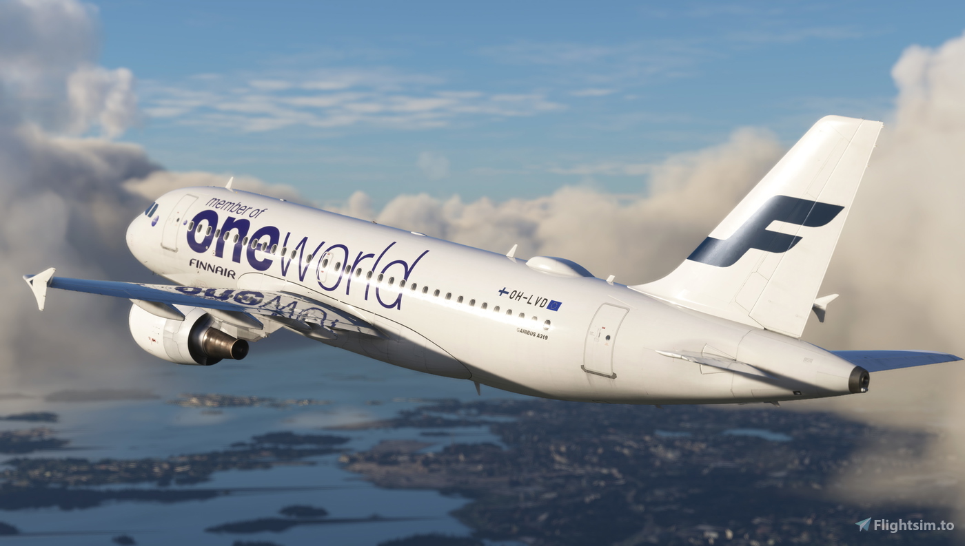 Finnair OH-LVD 'oneworld' livery for Fenix A319 4K&8K w/ cabin for Microsoft Flight Simulator | MSFS