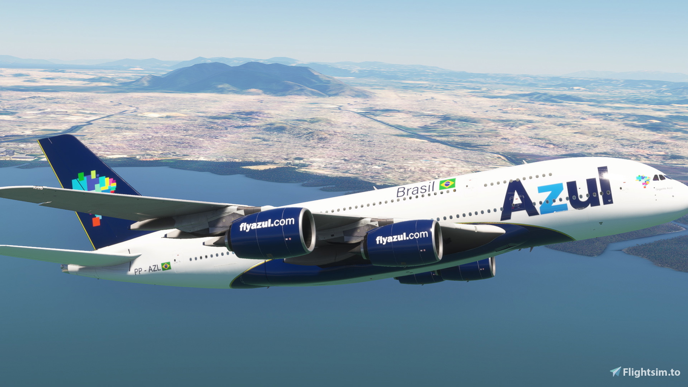FlyByWire A380-800 Azul PP-AZL Fictional (4k) 对于 Microsoft Flight ...