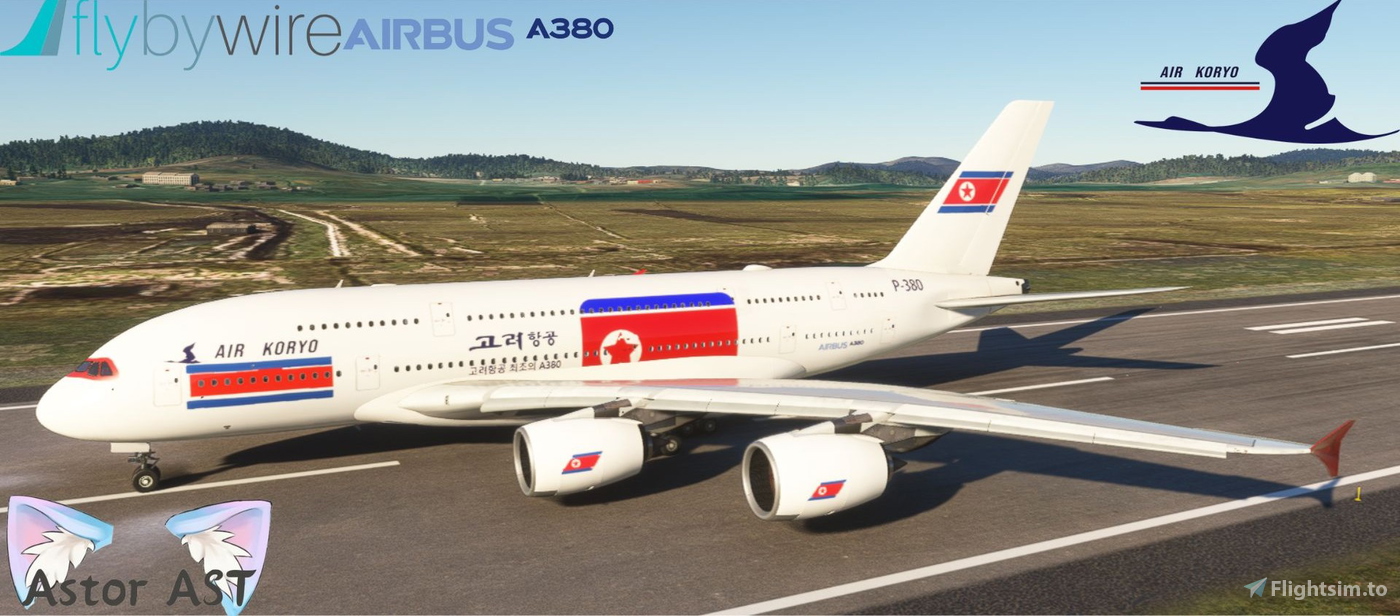 Flybywire A380 Air Koryo P-380 (with cabin) 4K for Microsoft Flight Simulator | MSFS