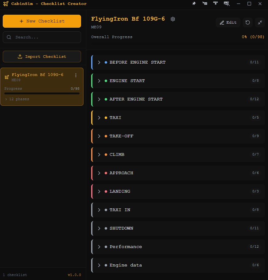 FlyingIron Bf 109 G-6 Checklist for Checklist Creator for Microsoft ...