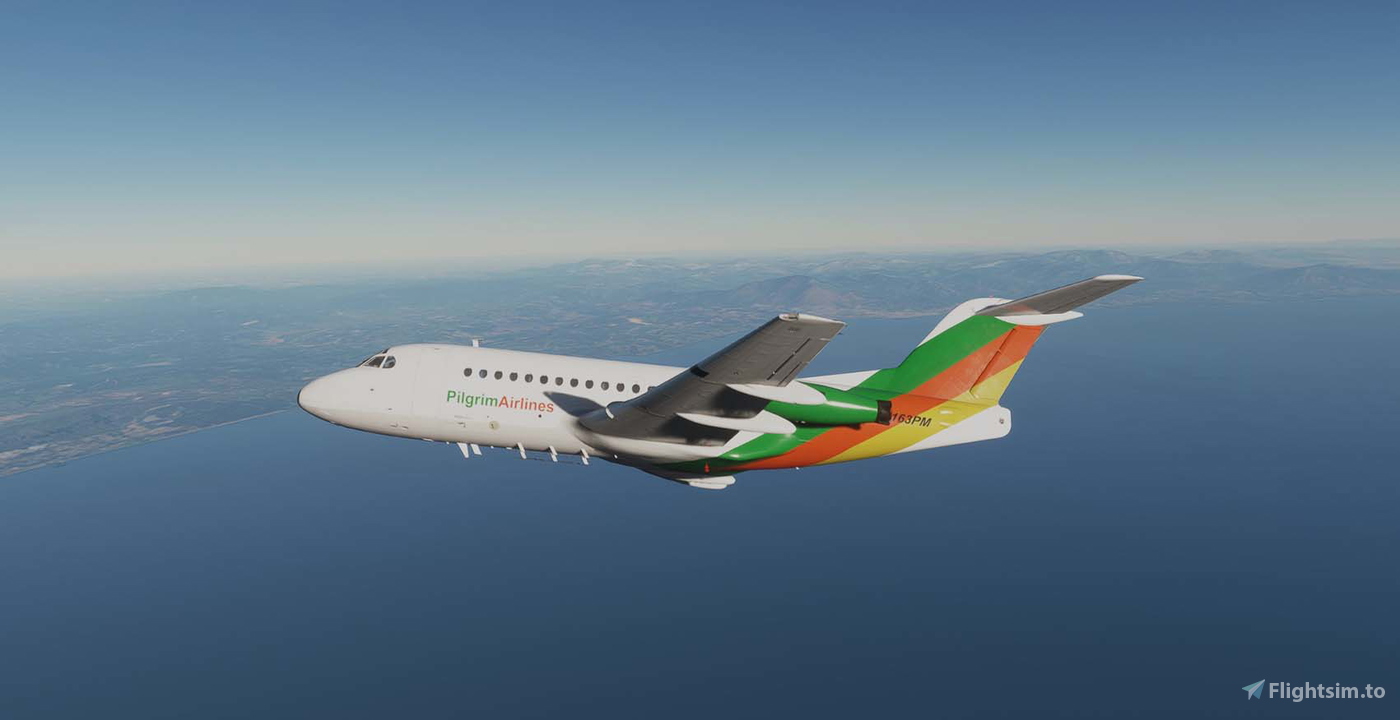 Fokker F28-3000 Pilgrim Airlines Livery for Microsoft Flight Simulator | MSFS