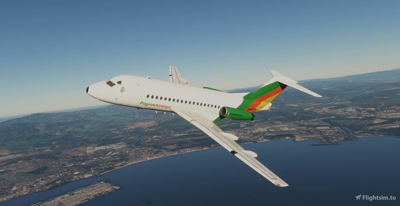 Fokker F28-3000 Pilgrim Airlines Livery para Microsoft Flight Simulator | MSFS