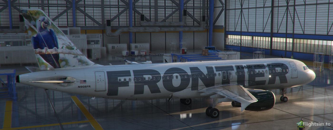 FRONTIER AIRLINES (N908FR) "Polly the Macaw" V2 B2 pro Microsoft Flight ...