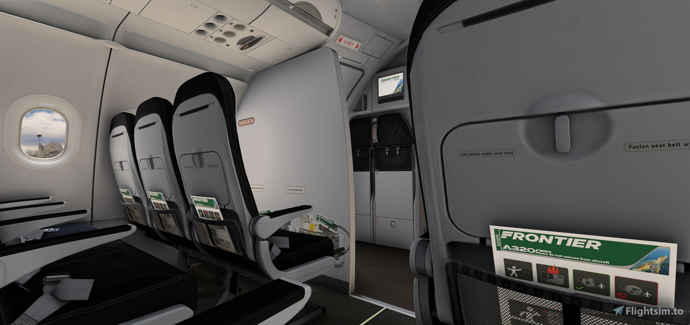 FRONTIER N316FR Fuselage/Cabin (8k) for Fenix Simulation A320-CFM_SL (fictional airframe) for ...