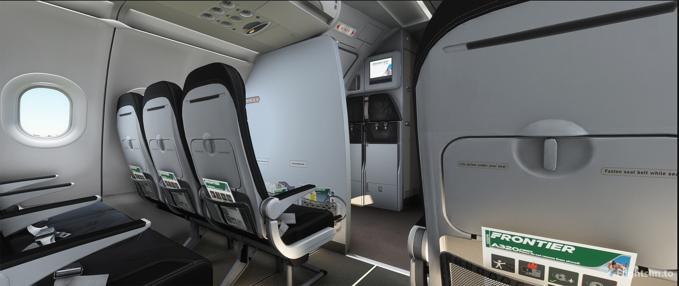 FRONTIER N330FR Fuselage/Cabin (8k) for Fenix Simulation A320-CFM_SL (fictional airframe) for ...