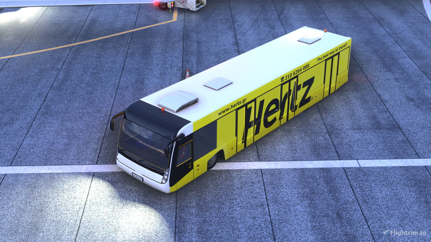 GSX Passenger Bus Repaint Hertz (Greece) for Microsoft Flight Simulator ...