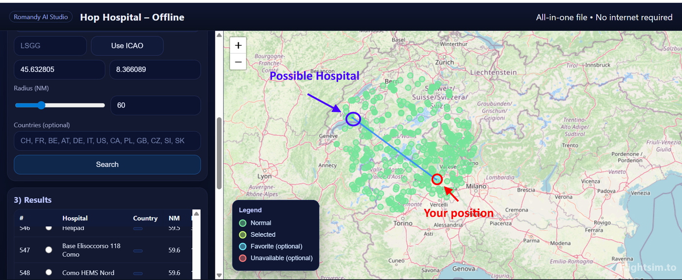 MSFS Hospital Locator for Microsoft Flight Simulator | MSFS