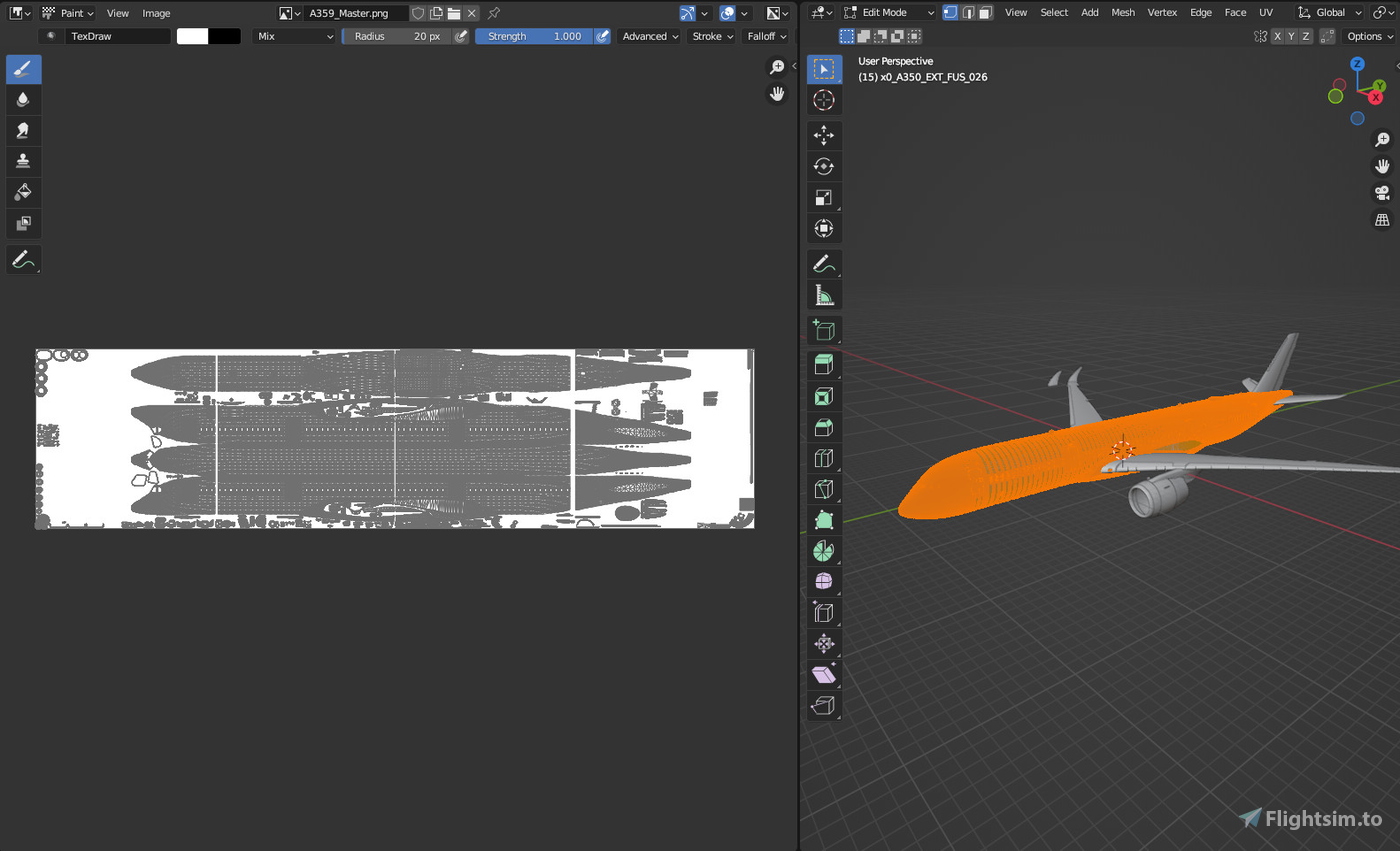 Inibuild A350-900 Blender Ready to Paint para Microsoft Flight Simulator | MSFS