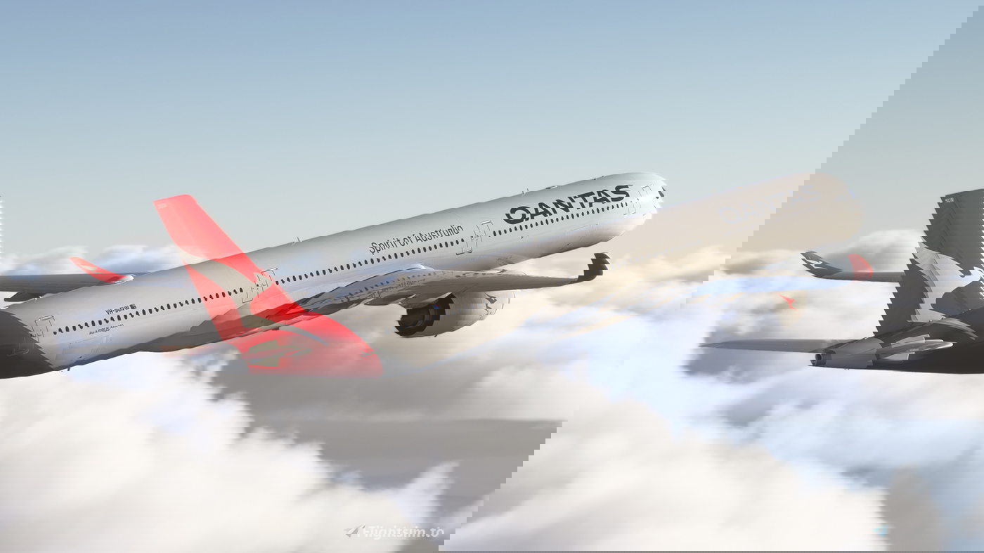 iniBuilds A350-1000 Qantas Airways VH-SUN with Cabin 对于 Microsoft Flight Simulator | MSFS