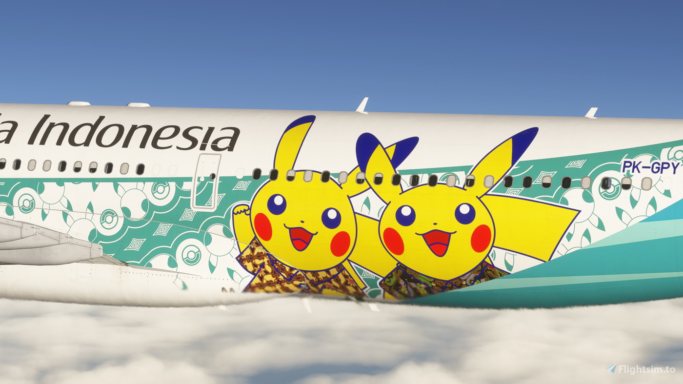 Inibuilds Airbus A330-300(RR) Garuda Indonesia "Pikachu Jet GA-2" PK-GPY für Microsoft Flight ...