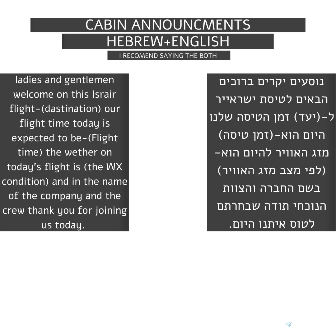 Israir Fenix a320 checklist + cabin announcement text for Microsoft ...