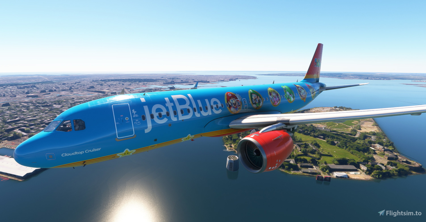 JetBlue N561JB Super Mario (Happy Mario Day) FBW A32NX 对于 Microsoft ...
