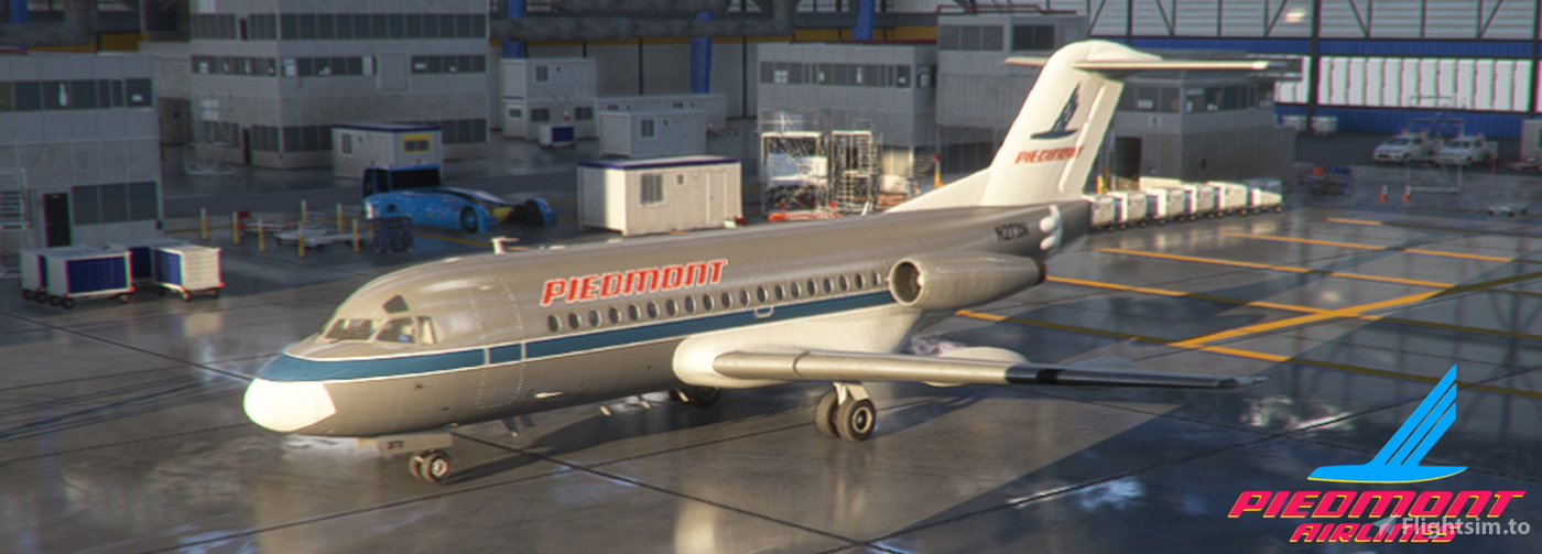 Just Flight Fokker F28-1000 Piedmont Airlines Silver N273N for Microsoft Flight Simulator | MSFS