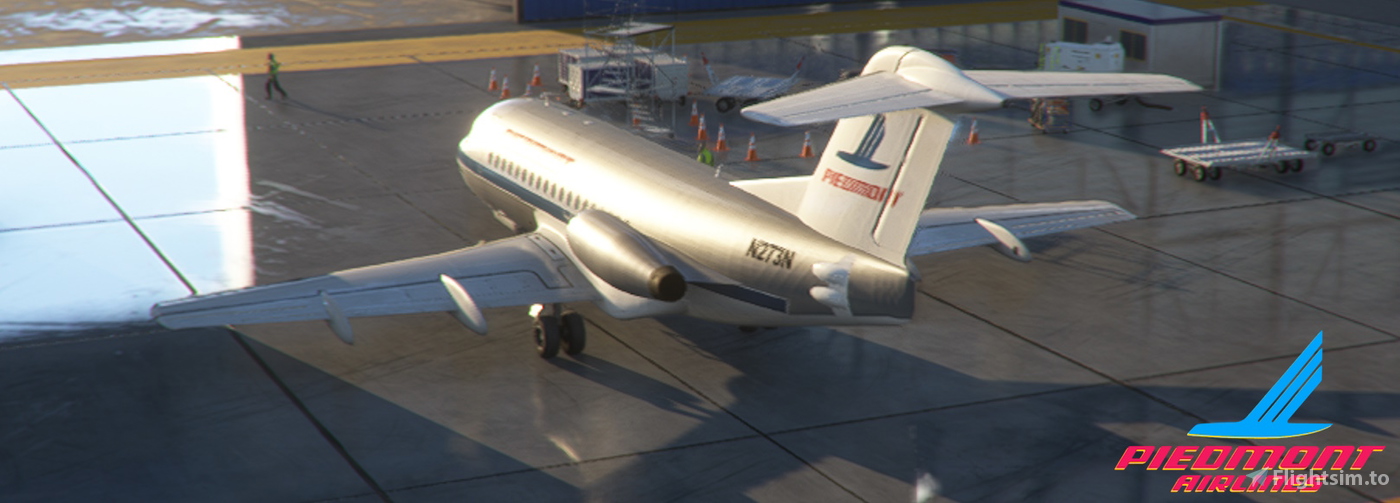 Just Flight Fokker F28-1000 Piedmont Airlines Silver N273N for Microsoft Flight Simulator | MSFS