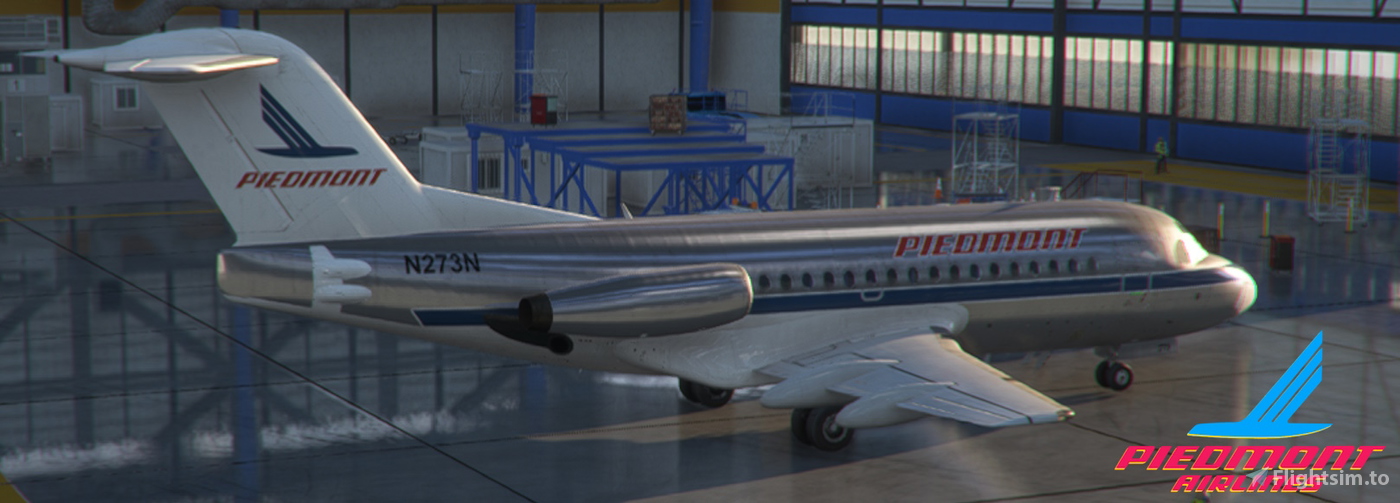 Just Flight Fokker F28-1000 Piedmont Airlines Silver N273N for Microsoft Flight Simulator | MSFS