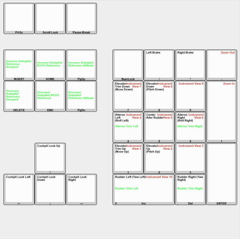 Keyboard Layout With Default Msfs 2024 Commands For Microsoft Flight 