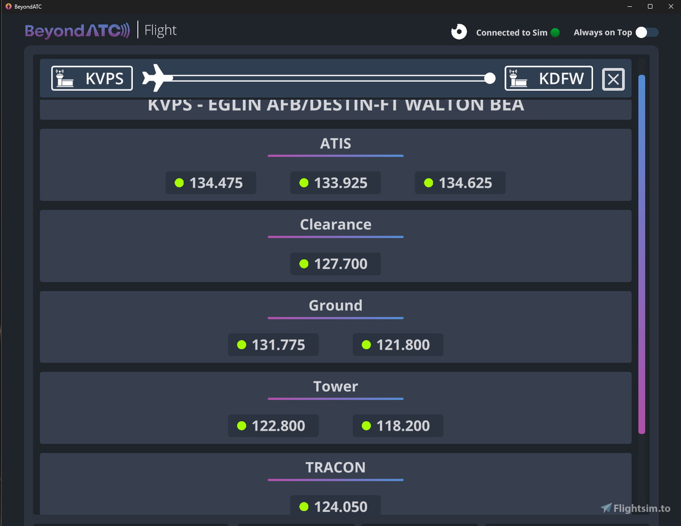 KVPS ATC Frequency Correction for Microsoft Flight Simulator | MSFS