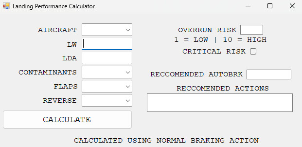 Landing Performance Calculator para Microsoft Flight Simulator | MSFS