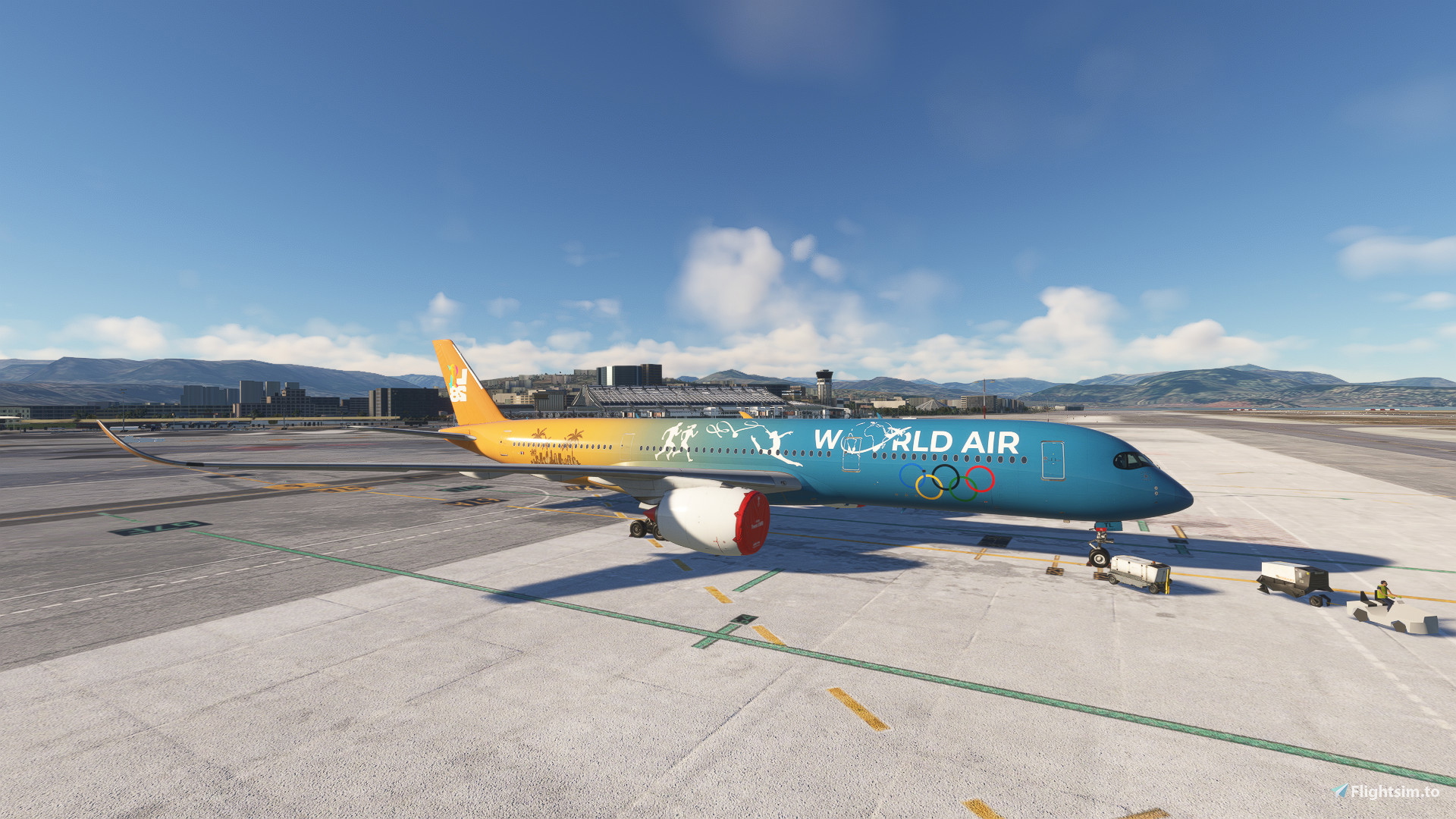 Livrée World Air (Los Angeles 2028) pour notre A350-900 immatriculer F ...