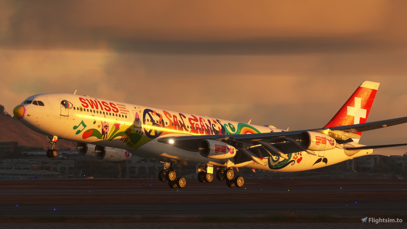 LVFR A340-300 SWISS San Francisco Livery for Microsoft Flight Simulator ...