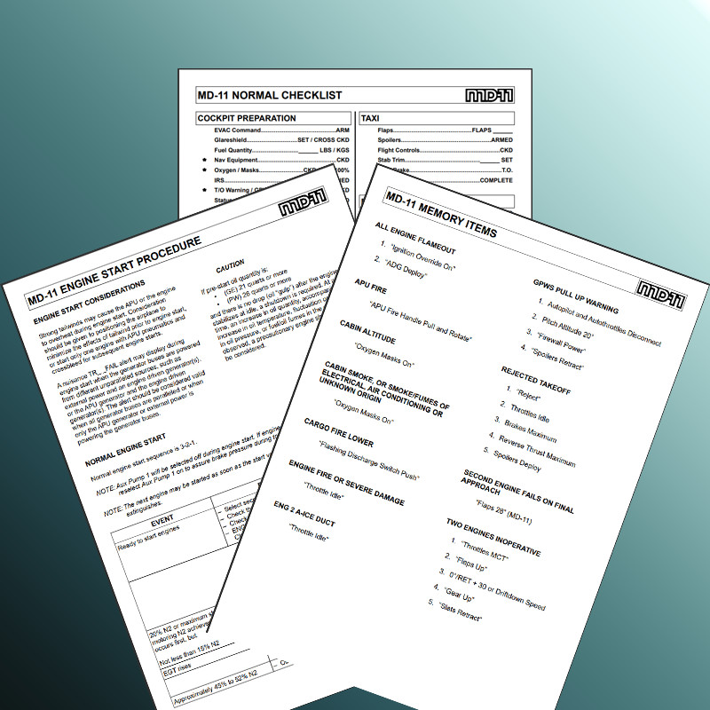 MD11 Normal Checklist for Microsoft Flight Simulator | MSFS