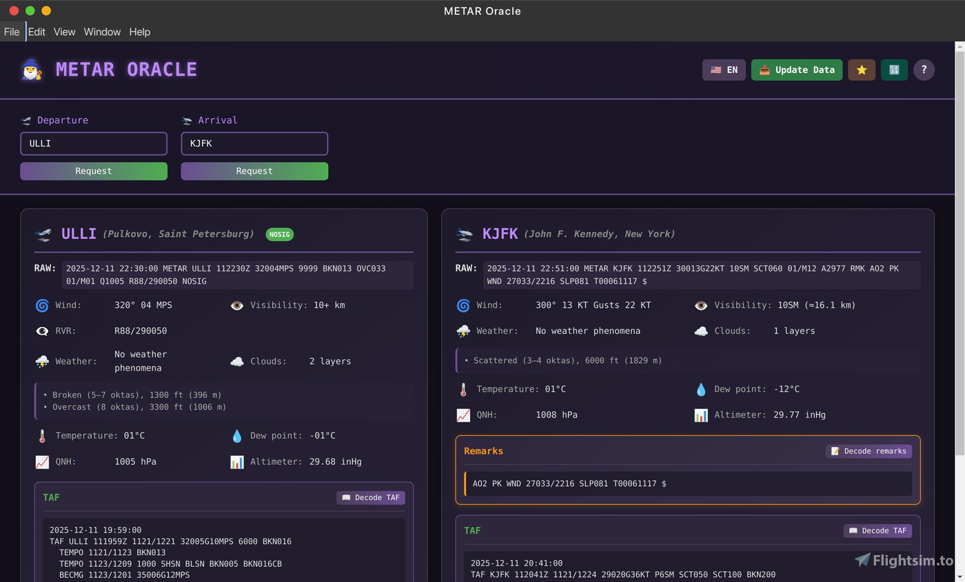 Metar Oracle pour Microsoft Flight Simulator | MSFS
