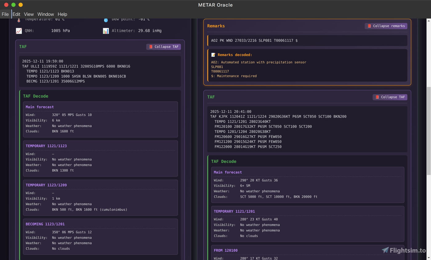 Metar Oracle pour Microsoft Flight Simulator | MSFS